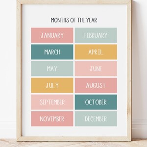 Months of the Year Printable, Instant Download, Printable Wall Art ...