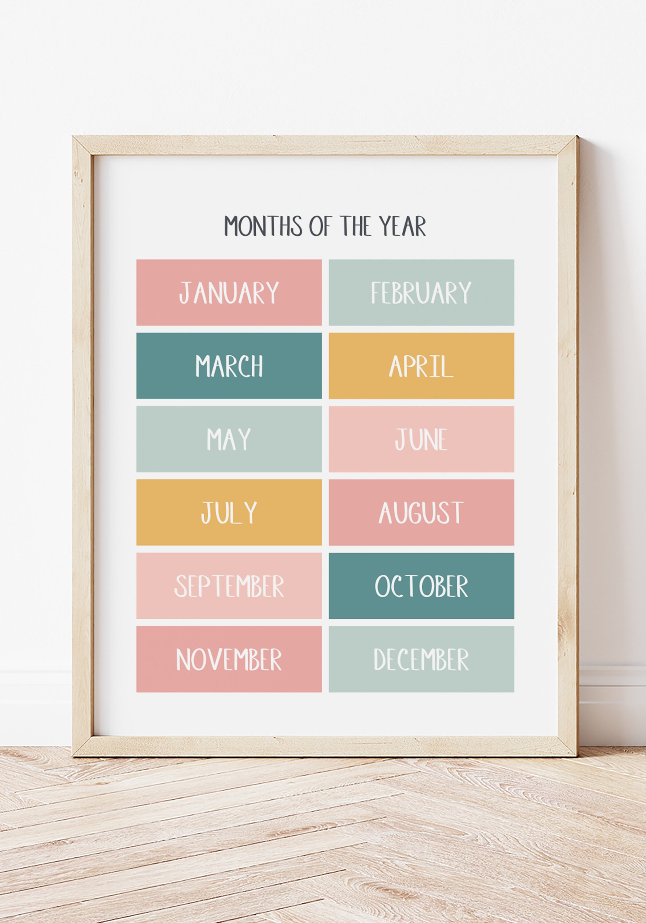 Months of the Year Printable, Instant Download, Printable Wall Art ...