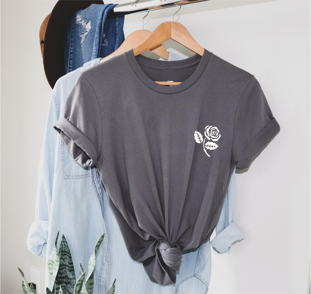Single Rose - T Shirt / Ladies Simple Rose Design T-shirt / Cute ...