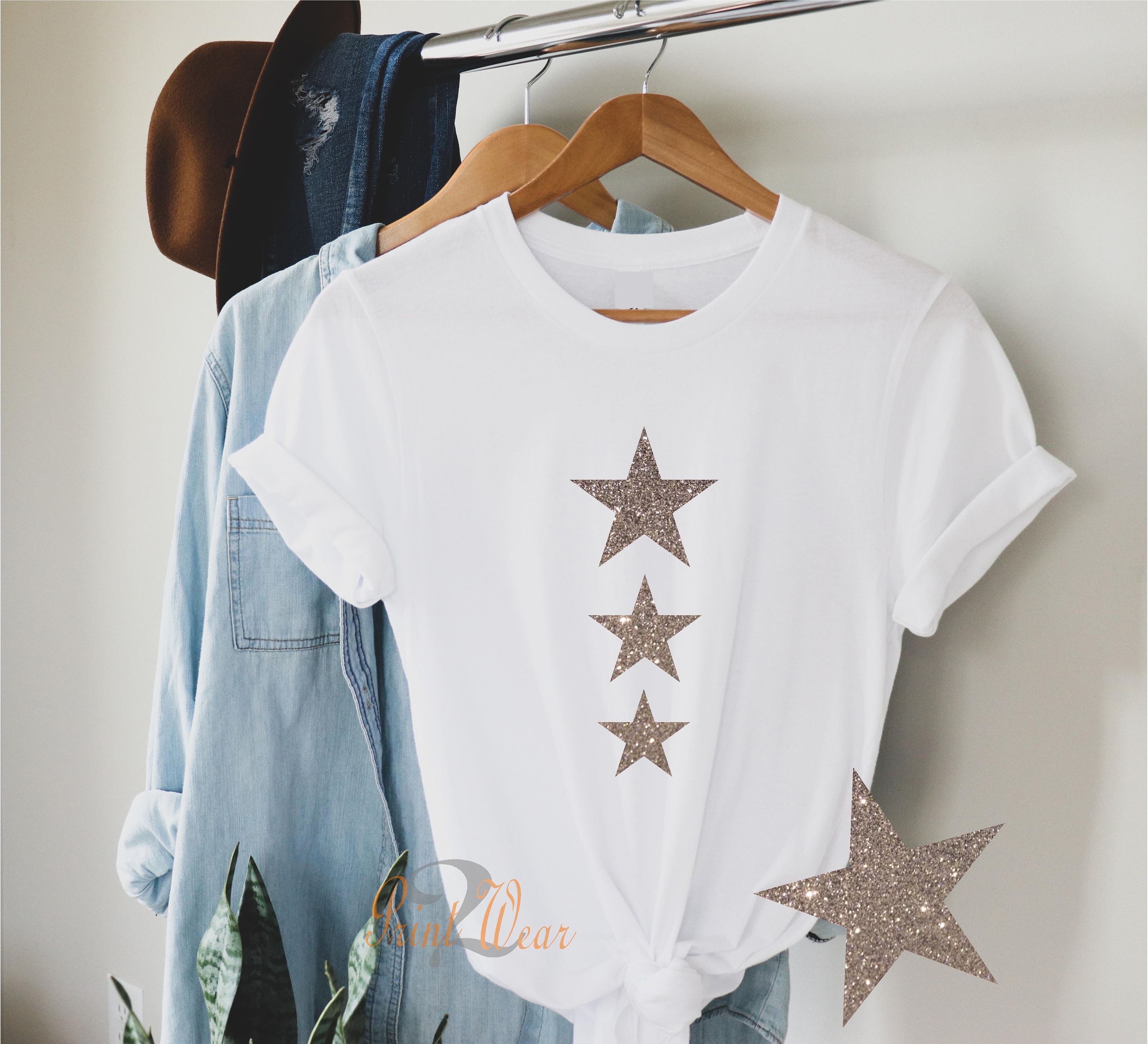 3 Glitter Star T Shirt Sparkle Tshirt With Glitter Print 100% - Etsy UK