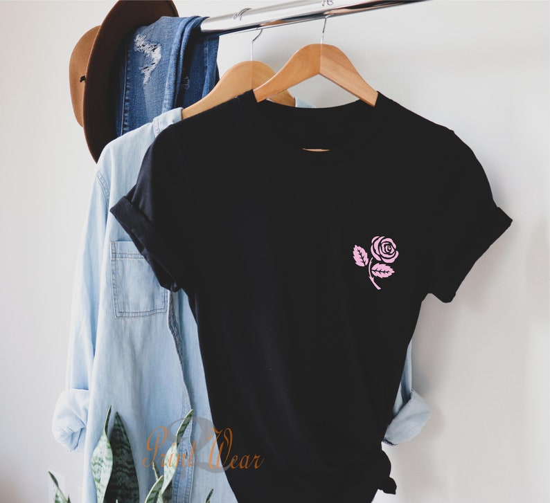 Single Rose - T Shirt / Ladies Simple Rose Design T-shirt / Cute ...