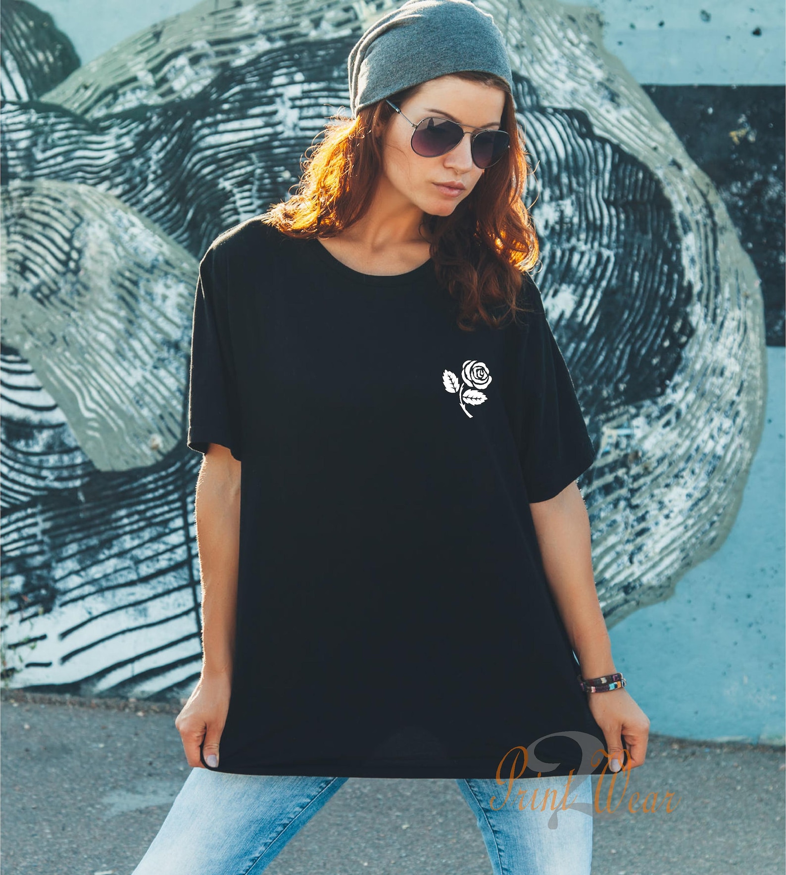 Single Rose - T Shirt / Ladies Simple Rose Design T-shirt / Cute ...