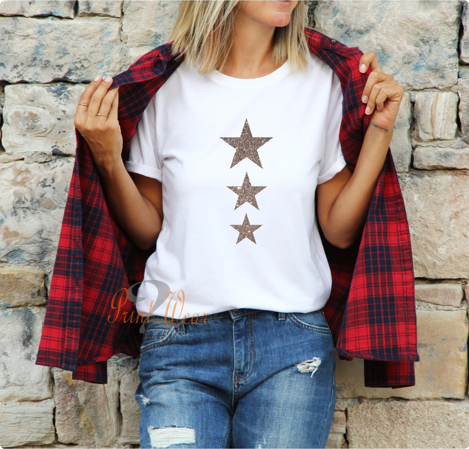 3 Glitter Star T Shirt Sparkle Tshirt With Glitter Print 100% - Etsy UK