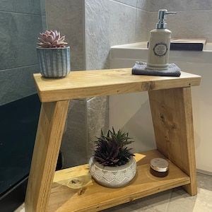 Milkmaid Rustic Wooden Side Table With Shelf, Bathroom Display Milking ...