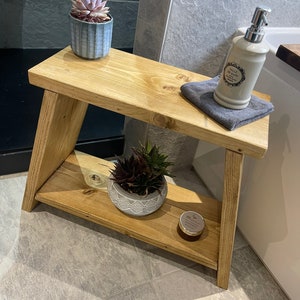 Milkmaid Rustic Wooden Side Table With Shelf, Bathroom Display Milking ...