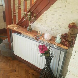 Rustic Radiator Cover With Hairpin Legs - Scaffold Board Hallway Table ...