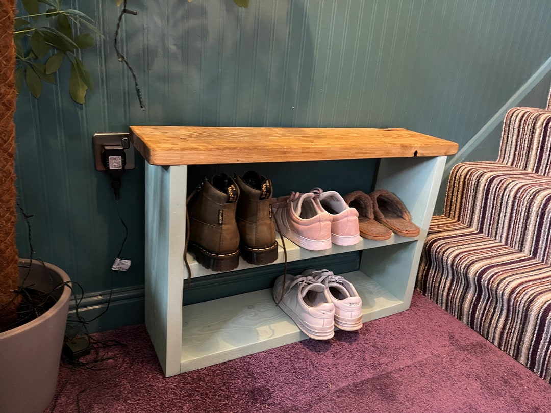 Bespoke Solid Wood Shoe Rack/bench Rustic Shoe Storage - Etsy