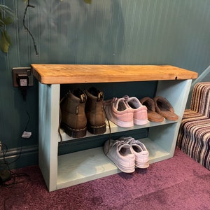 Bespoke Solid Wood Shoe Rack/bench Rustic Shoe Storage - Etsy
