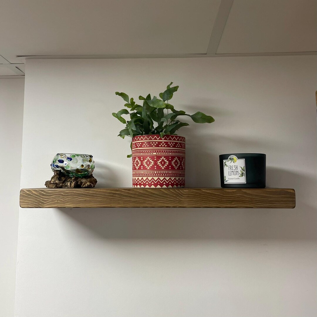 Solid Wood Floating Shelf 225cm Deep With Strong Floating Brackets ...
