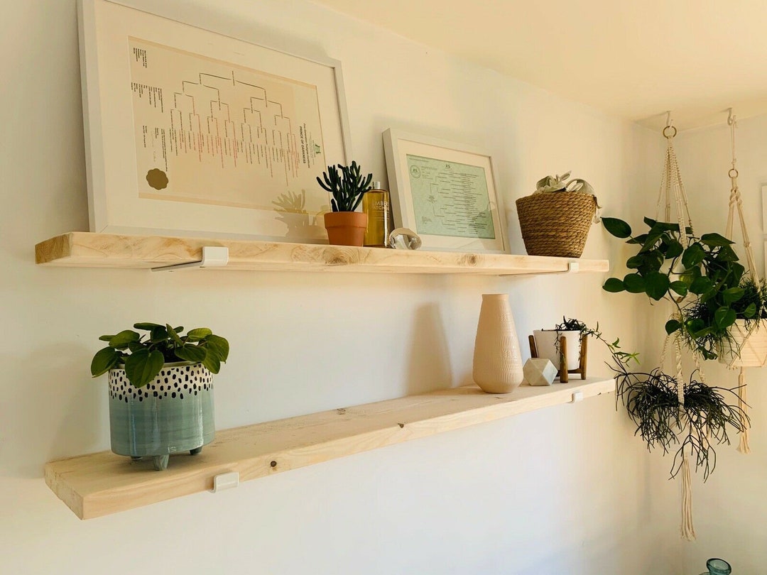 Plain Scaffold Shelf - Solid Wood Shelving Rustic (includes Black ...