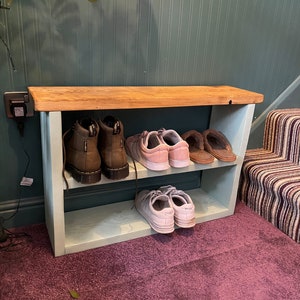 Bespoke Solid Wood Shoe Rack/bench Rustic Shoe Storage - Etsy