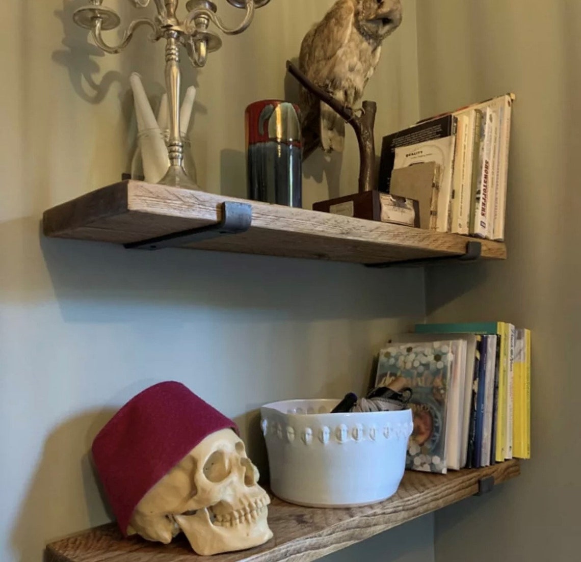 Rustic Shelf With Brackets Handcrafted Wood Shelf Rustic - Etsy