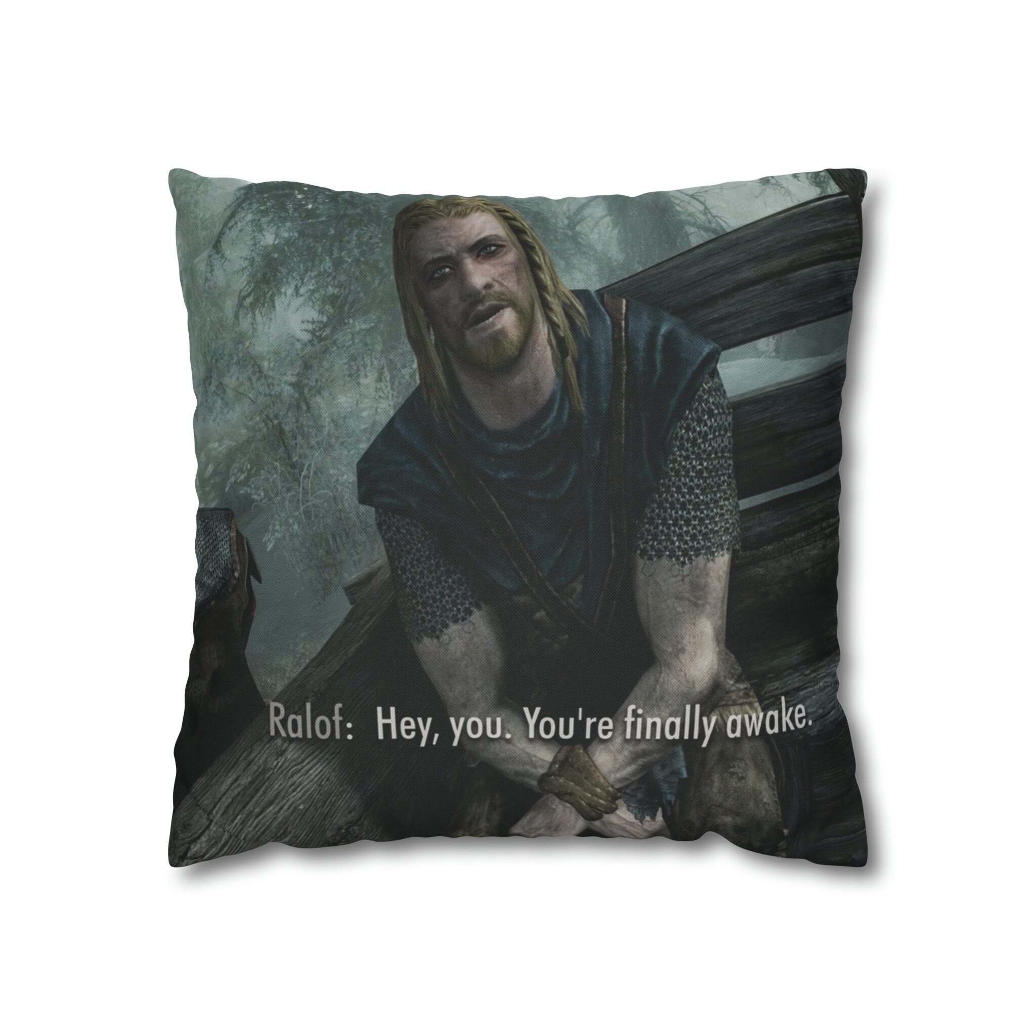 Skyrim Pillow Case Hey You're Finally Awake Skyrim Gift - Etsy