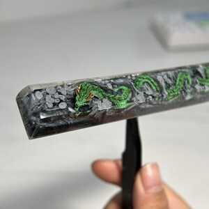 Green Ink Black Chinese Dragon Animal 3D Carving Keycap Handmade SA ...