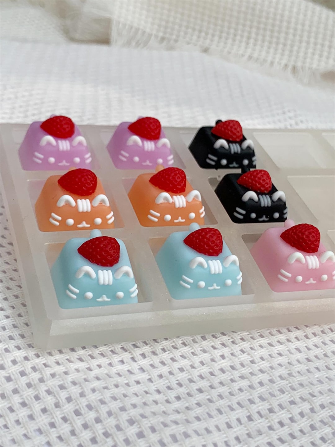 Pudding Jelly Cute Cat Dessert Strawberry Animal Keycap Xmas Gift for ...