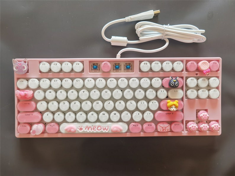 87 Runde Ice Keycaps weiß leicht Handgemacht 3D Katze - Etsy.de