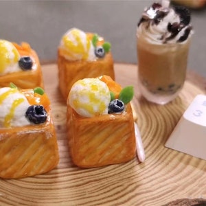 Thick Toast Ice Cream Blueberry Mango Food Simulation Key Cap 3D Custom ...
