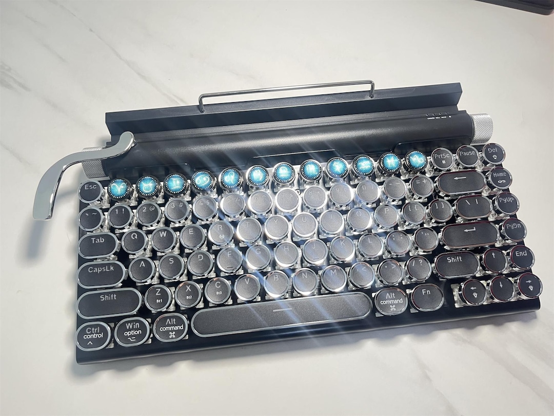 Steampunk Mechanical Keyboard: Bluetooth Wireless, Colorful Lights, 83 ...