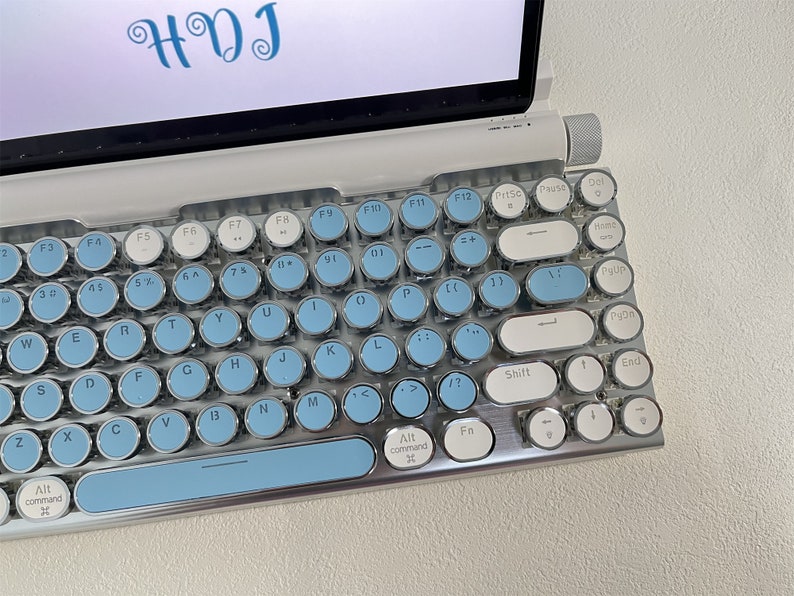 Blue Steampunk Mechanical Keyboard: Wireless Bluetooth, 83 Keycaps - Etsy