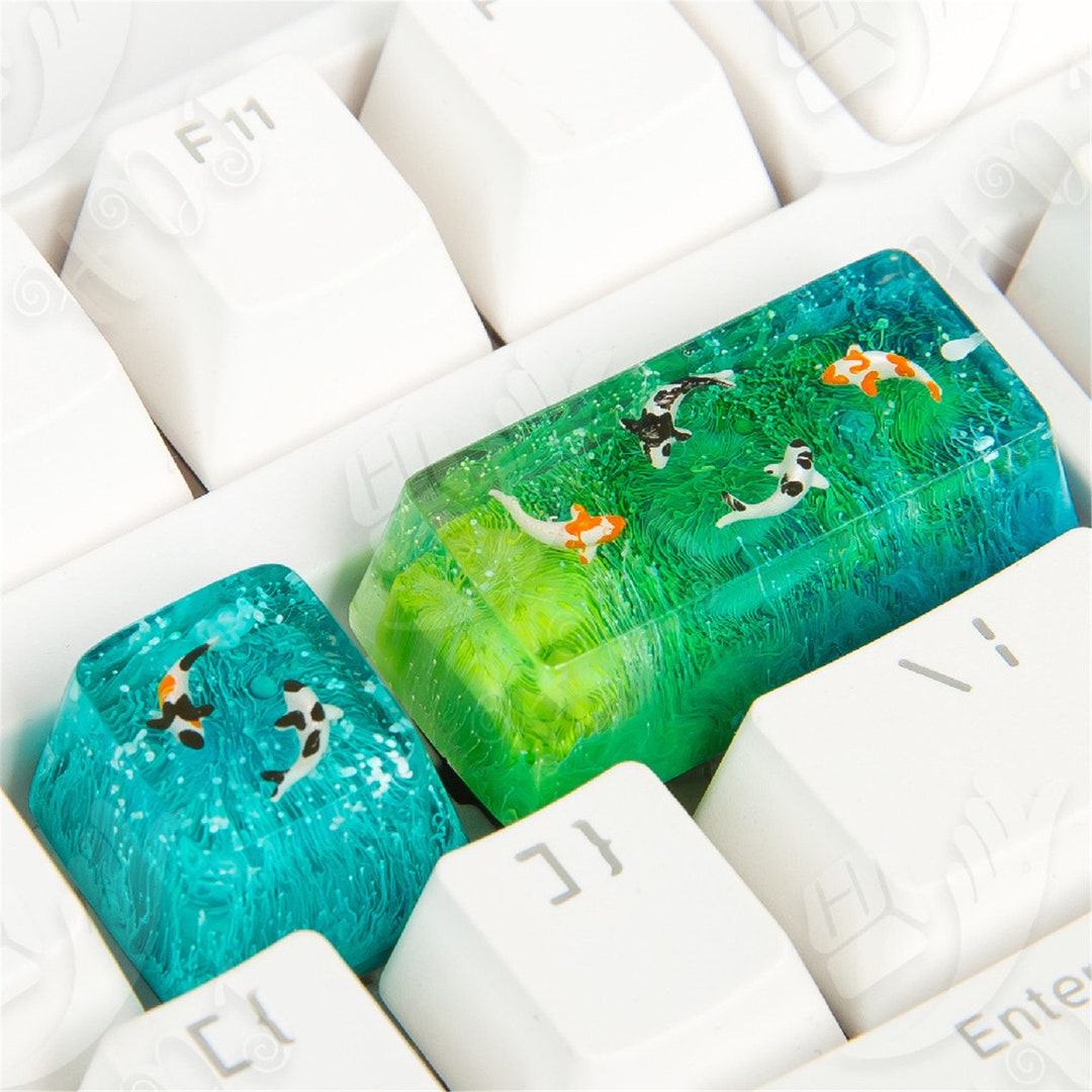 Koi Pond Artisan Keycaps: Light Resin OEM R4 Keyboard Set (2pcs) - Etsy