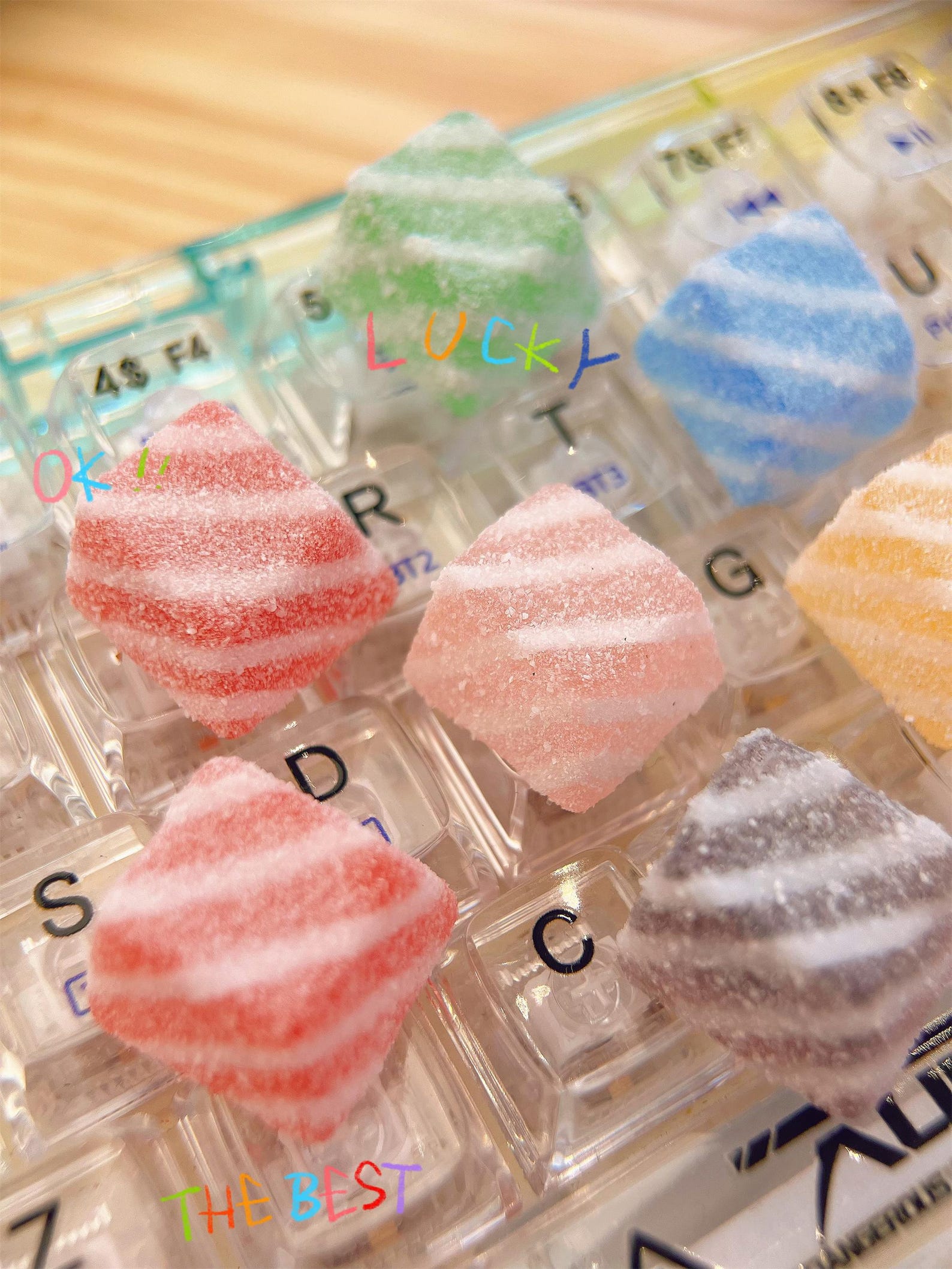 Handmade Resin Candy Stripe Keycap: Artisan Keyboard Decor - Etsy