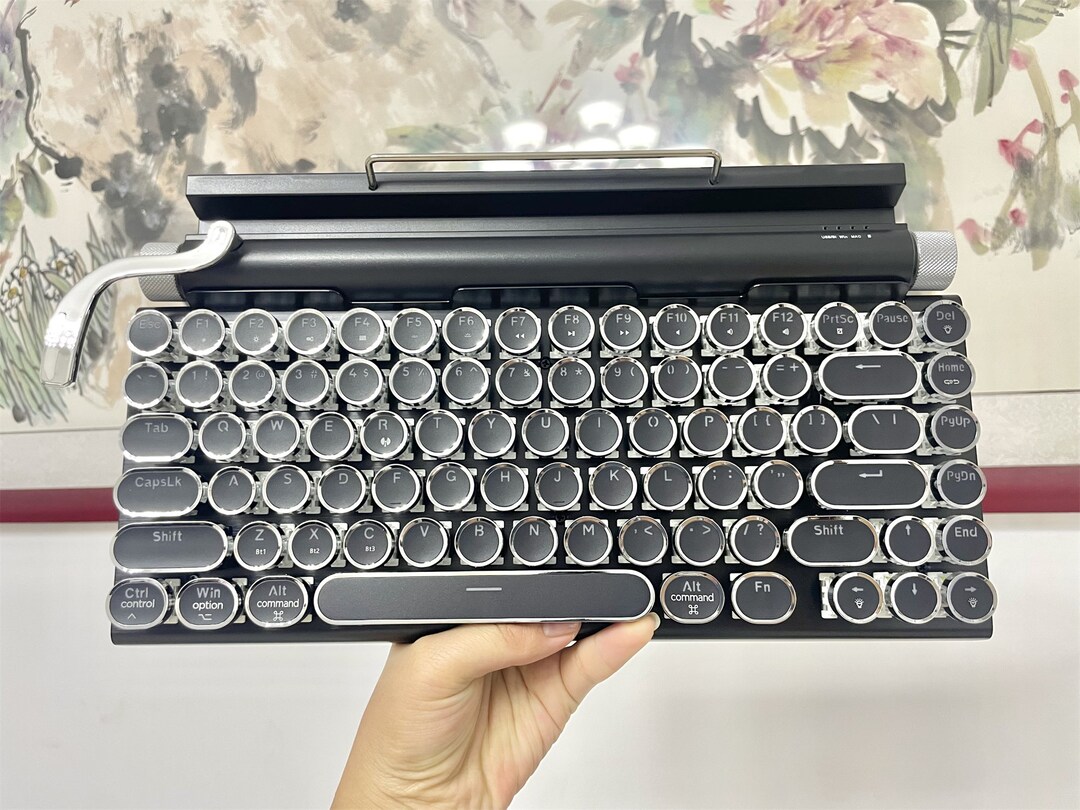 Wire Wireless Bluetooth Steampunk Black Whole Metal Mechanical Keyboard ...