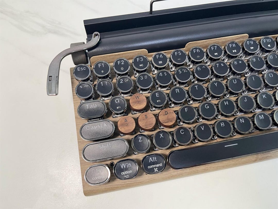 Solid Wood Handmade Round Punk Vintage Keycaps With Letter Number ...