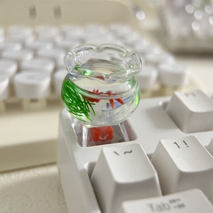 Goldfish Glass Clear Mini Handmade Fish Tank ESC Keycap for MX Cherry ...