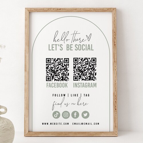 Let' Be Social Scannable QR Code Acrylic Sign for Social - Etsy