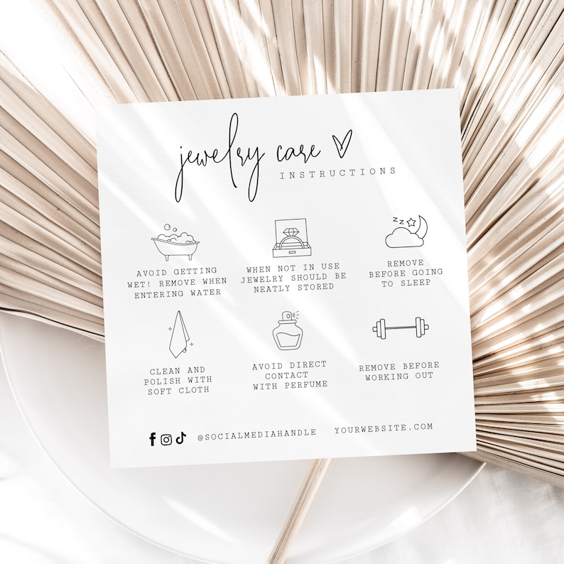 Editable Minimalist Jewelry Care Card Template Printable - Etsy