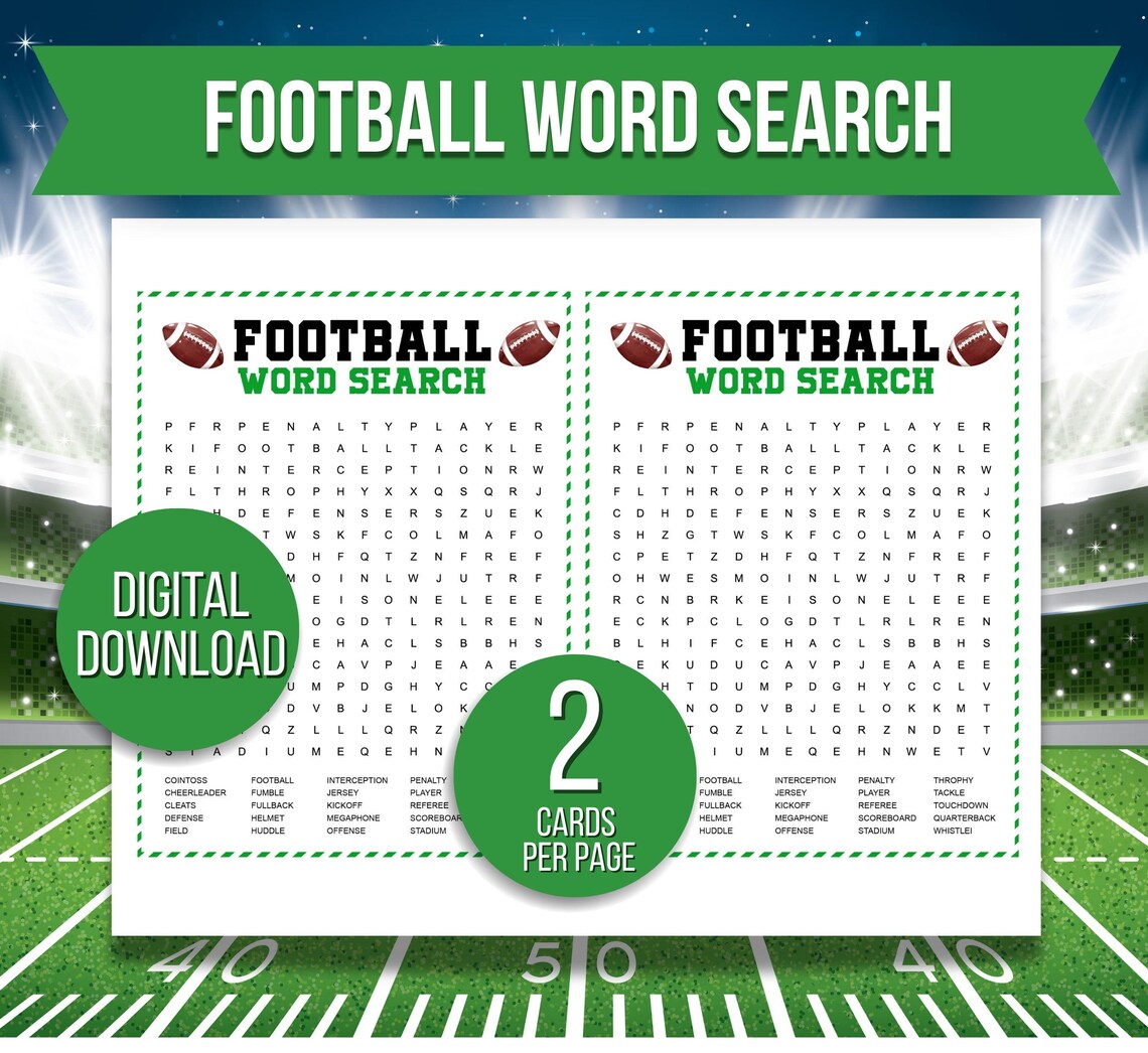 Football Word Search, Printable Football Word Search, Football Word ...