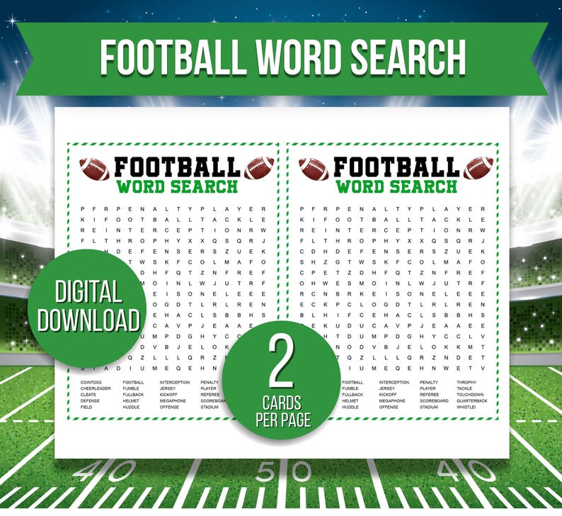 Football Word Search, Printable Football Word Search, Football Word ...