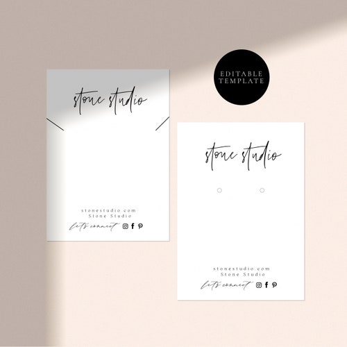Custom Earring Display Card Template Minimal Jewelry Display - Etsy