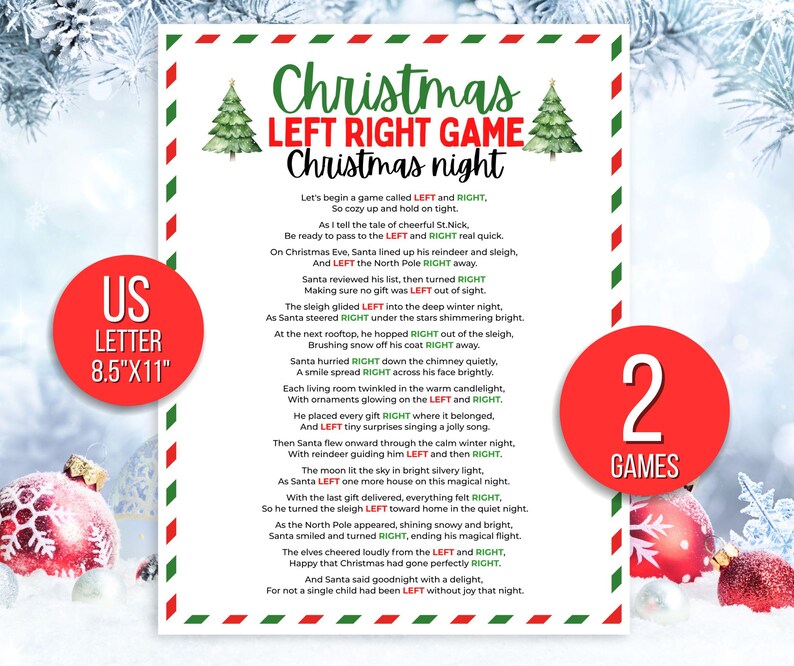 Christmas Pass the Prize Game, Pass the Present Game, Christmas Left ...