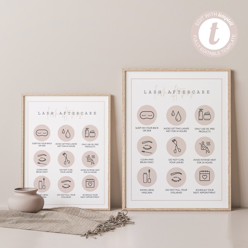 Lash Aftercare Poster Template Editable Lash Care Poster - Etsy