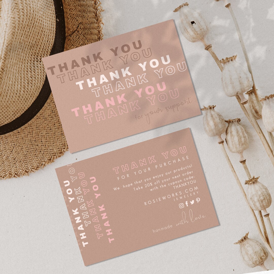 Business Thank You Card Template, Editable Thanks for Your Purchase ...
