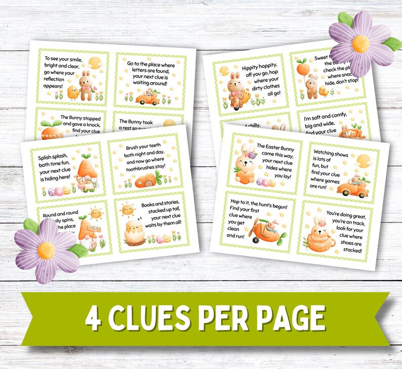 Easter Treasure Hunt Clues, Printable Scavenger Hunt Game (digital ...