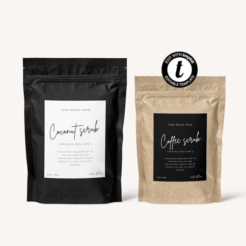 Minimalist Pouch Label Template Editable Custom Labels - Etsy