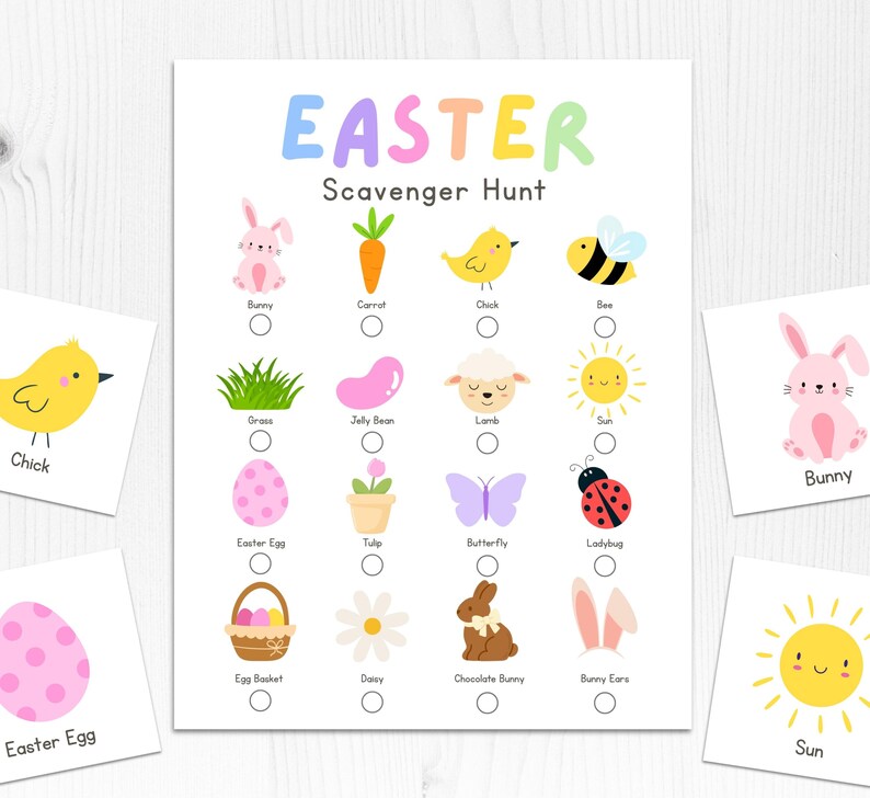Easter Scavenger Hunt for Kids, Printable Indoor Treasure Hunt, Picture ...