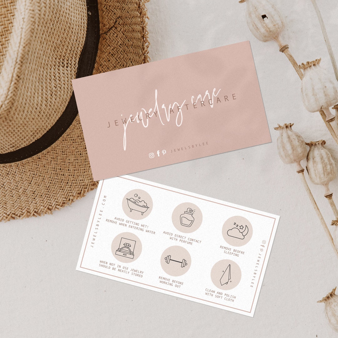 Editable Jewellery Care Card Template, Printable Care Guide, Add Your ...