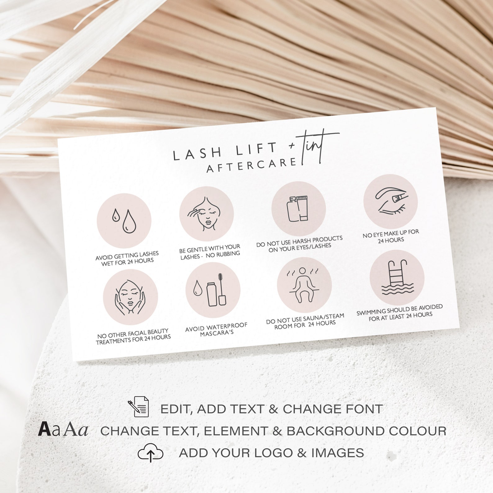 Lash Lift and Tint Aftercare Card Template Editable Lash | Etsy