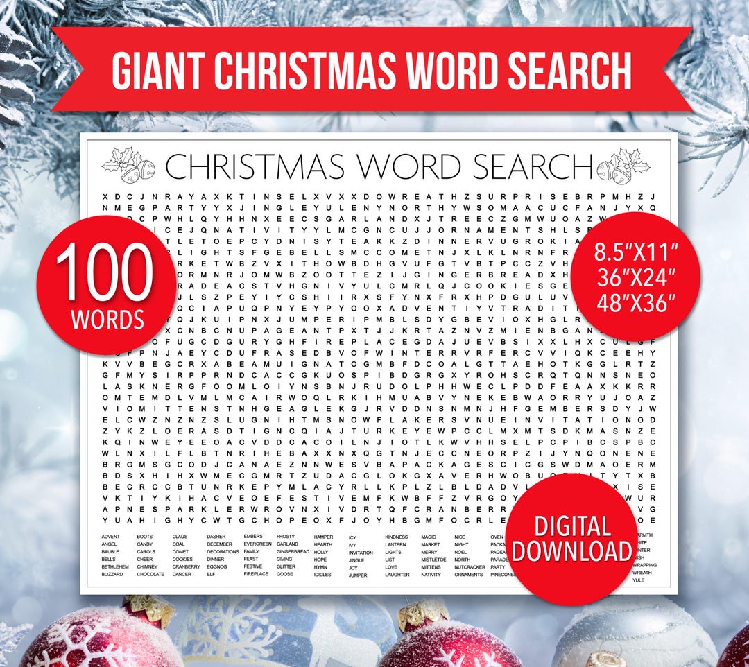 Giant Christmas Word Search, Holiday Party Game (digital Download) - Etsy