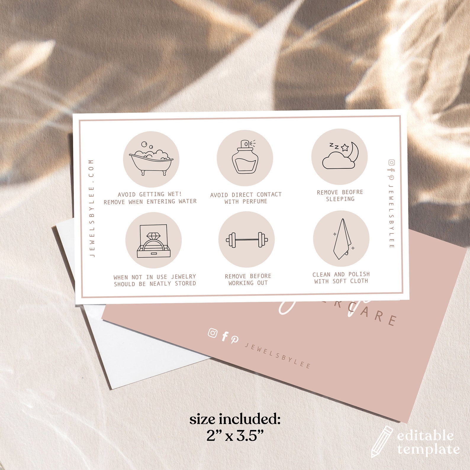 Editable Jewellery Care Card Template Printable Care Guide - Etsy