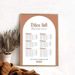 Price List Template, Editable Price List, Printable Price Sheet ...