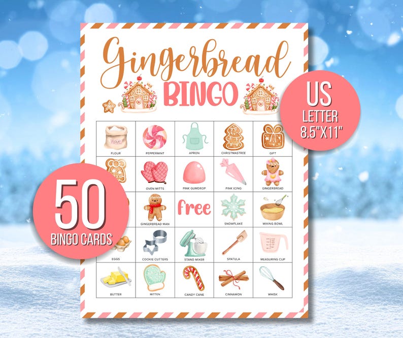 Gingerbread Bingo, 50 Christmas Baking Cards (PDF Download) - Etsy