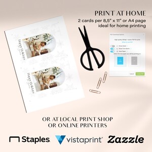 Holiday Photo Card Template, Printable Christmas Card, Boho Christmas ...