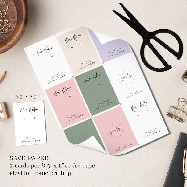 Custom Earring Display Card Template Minimal Jewelry Display | Etsy