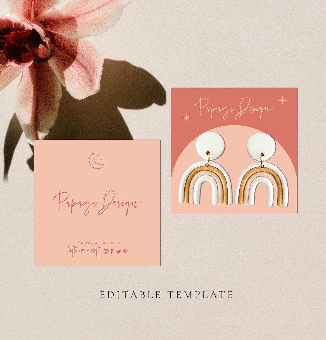 Custom Jewelry Display Card Template Editable Earring Card - Etsy