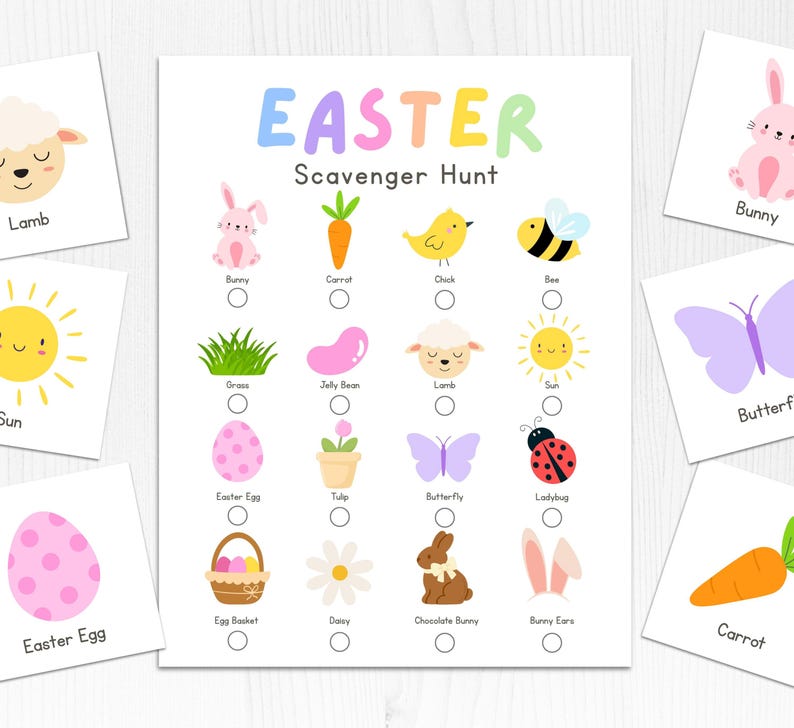 Easter Scavenger Hunt for Kids, Printable Indoor Treasure Hunt, Picture ...