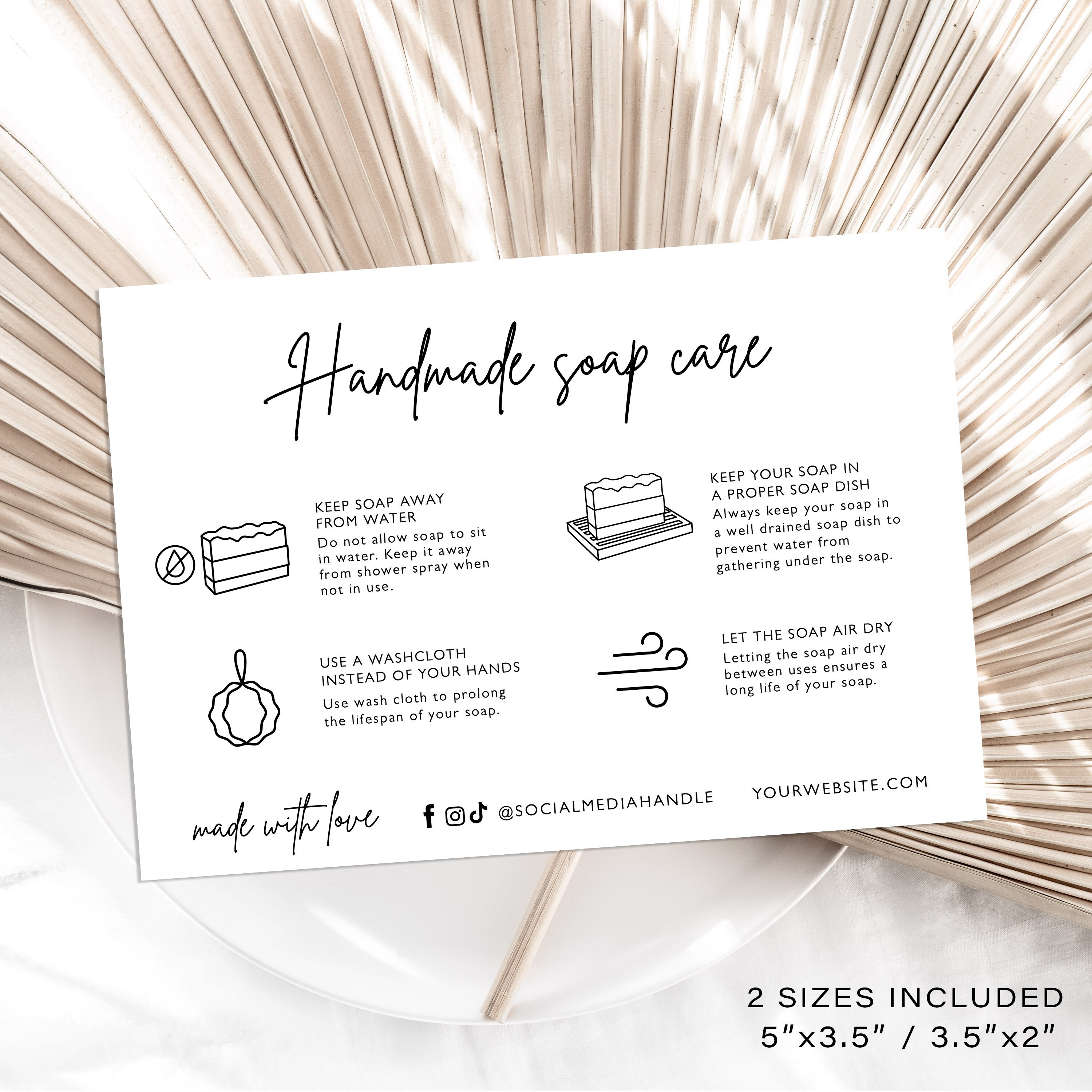 Soap Care Card Template Soap Bar Care and Thank You Card - Etsy Canada